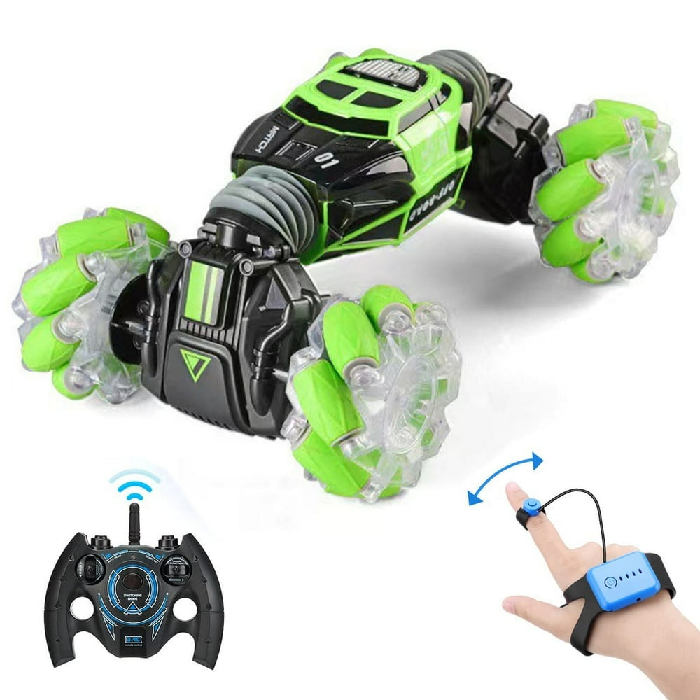 QJUHUNG RC Car with Music & Colorful Light 4WD Rechargeable Gesture RC ...