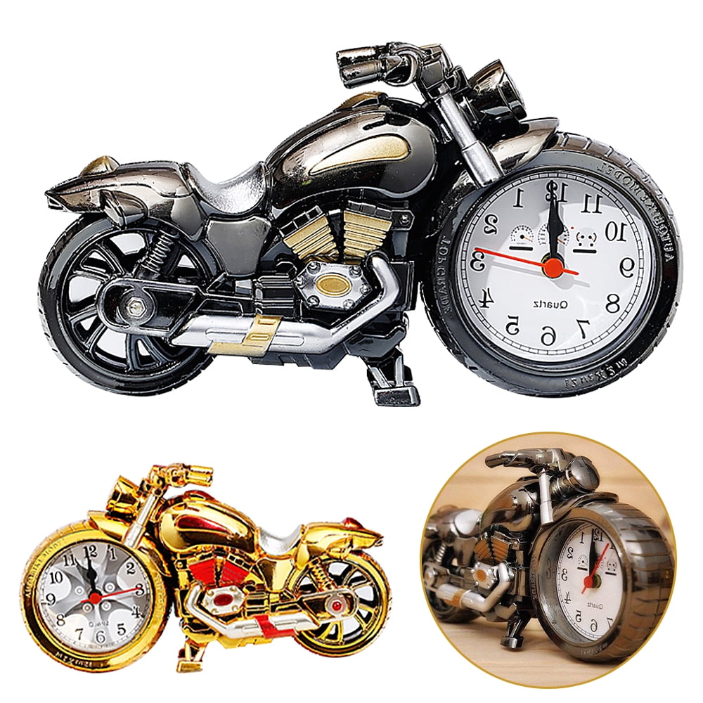 QJUHUNG Retro Mini Motorcycle Alarm Clock Battery Powered Bench Clock ...