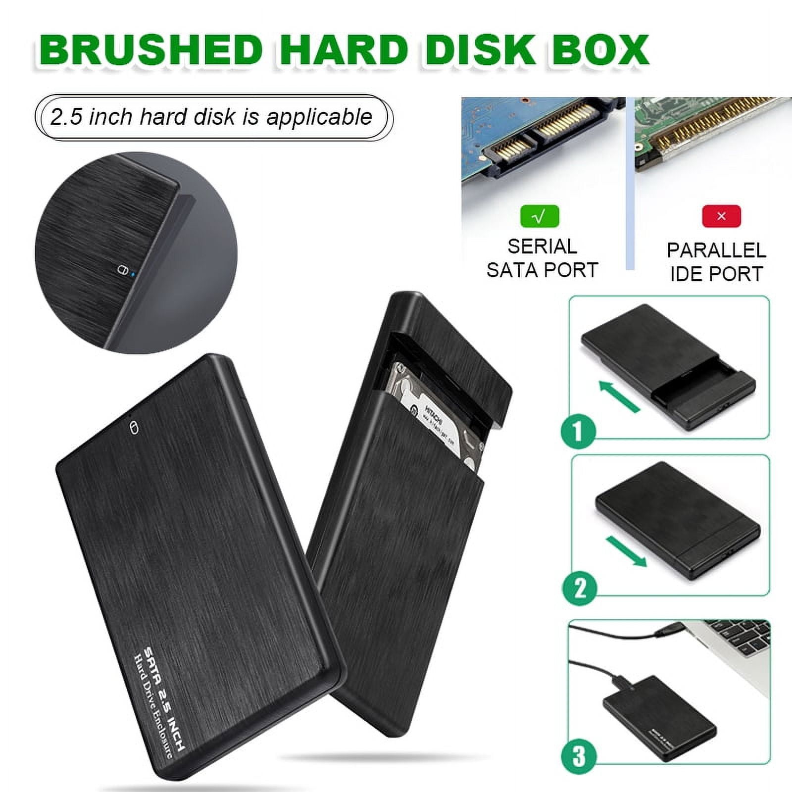 QJUHUNG USB 3.0 Enclosure 2.5" Portable External Backup Hard Drive Case ...