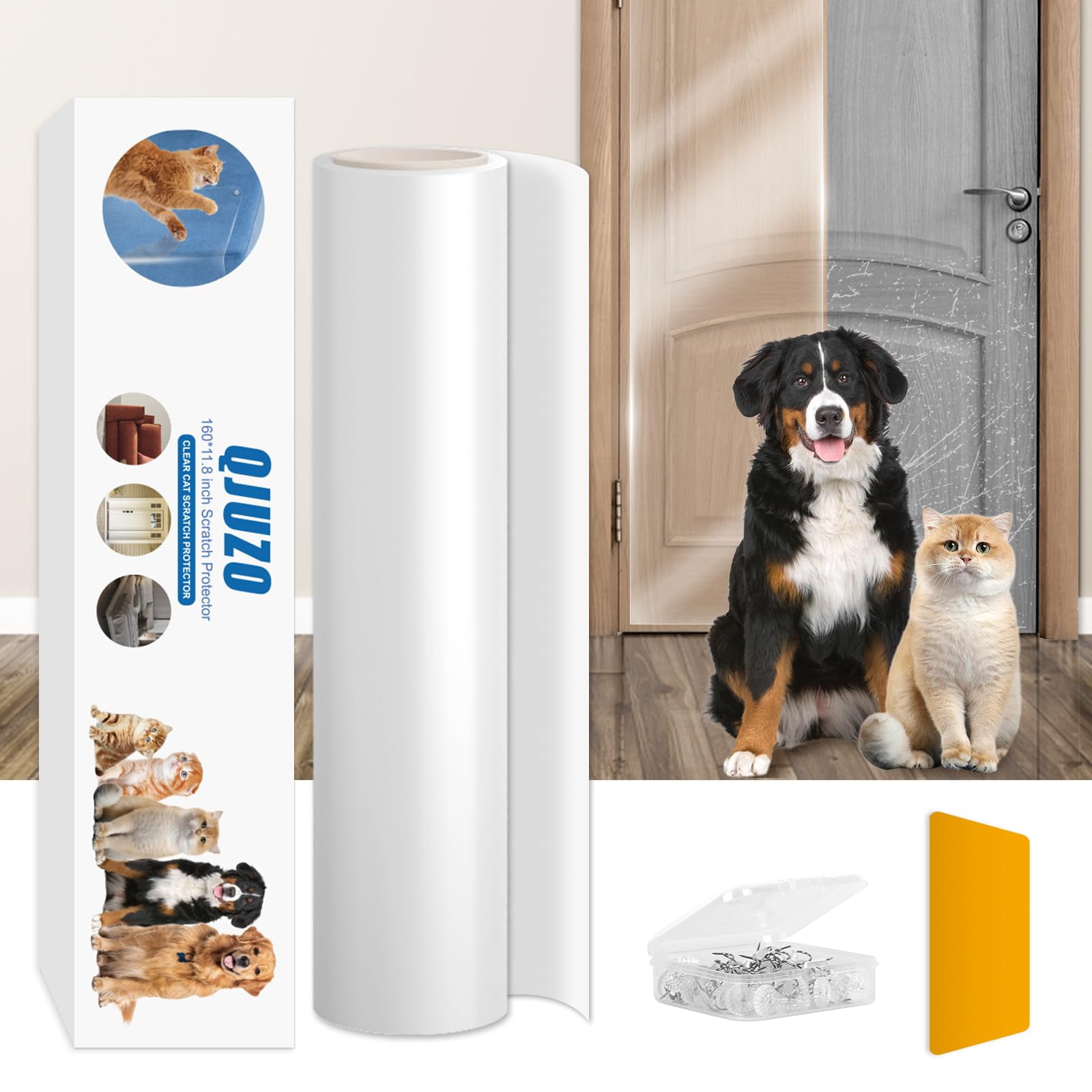 QJUZO Door Protector from Dog Scratching, Thicken Anti Scratch Guard ...