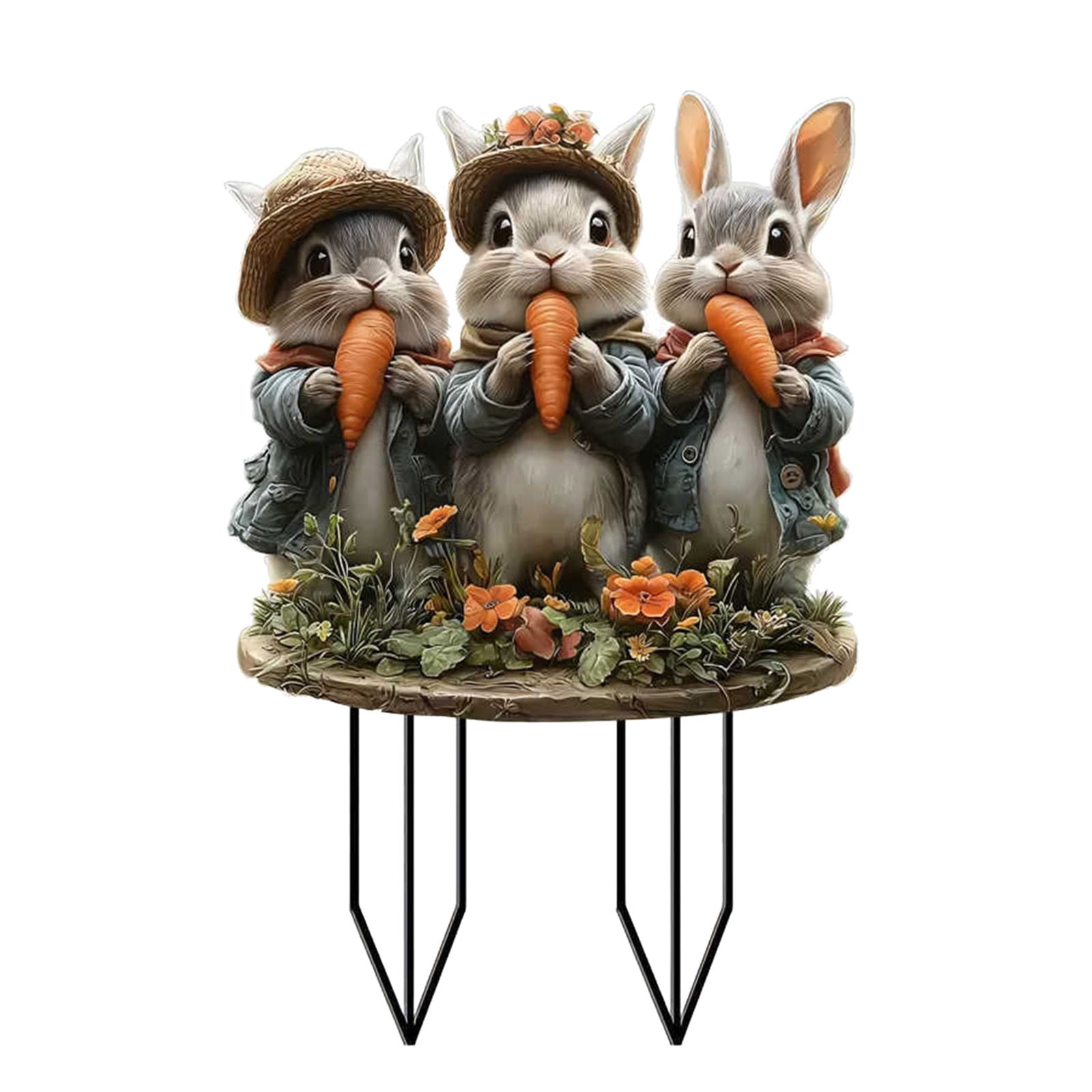 QKEUCX Art Deco Style Easter Bunny Acrylic Ground Stake, Rabbit & Eggs ...