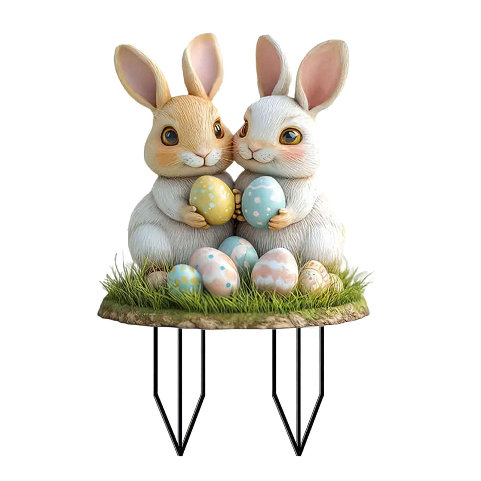QKEUCX Art Deco Style Easter Bunny Acrylic Ground Stake, Rabbit & Eggs ...