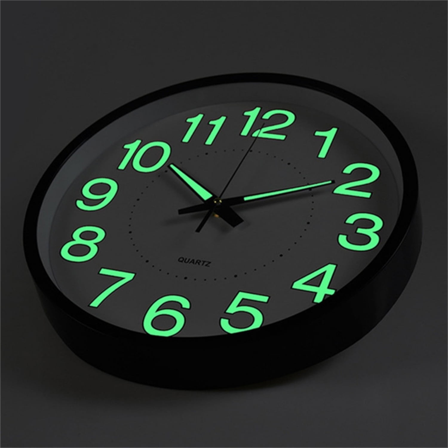 QKURT 12 Inch Night Light Wall Clock, Silent Non-Ticking Quartz Wall ...