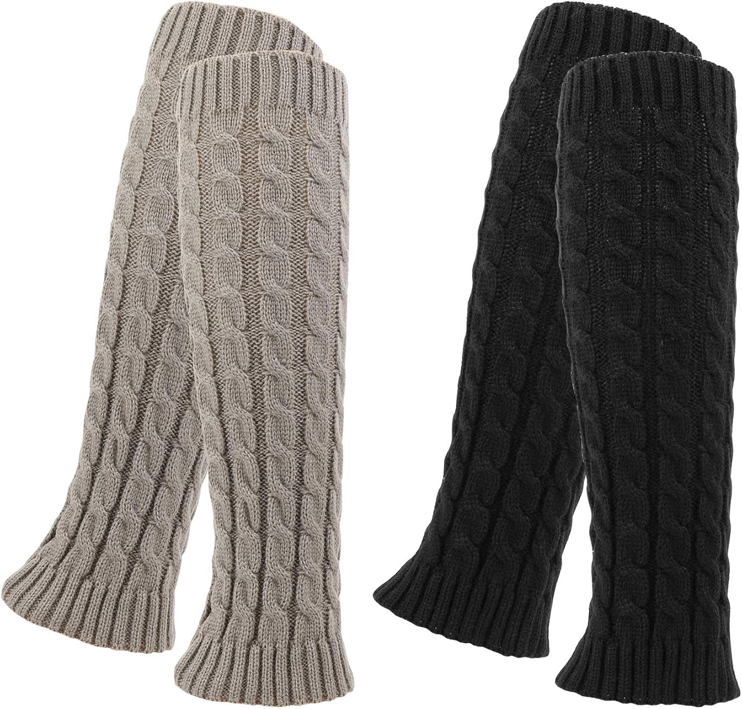 2 Pairs Ankle Leg Warmer, Winter Knit Crochet Women's Leg Warmer Knee ...