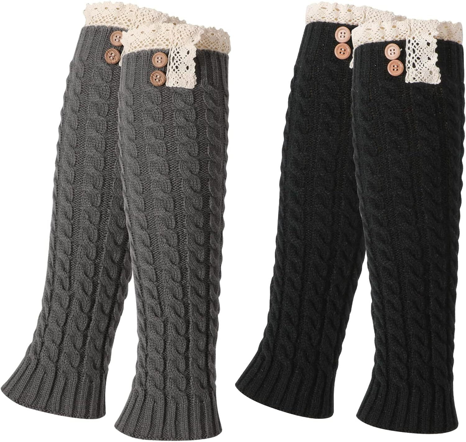 Qkurt 2 Pairs Long Leg Warmers Sports Yoga Leg Warmers Winter Boots