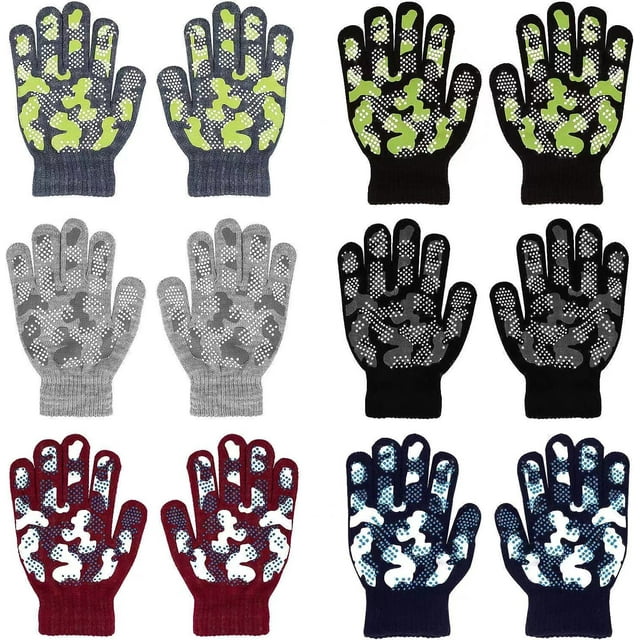 QKURT 6 Pairs Magic Gloves, Winter Knitted Full Finger Stretch Gloves ...