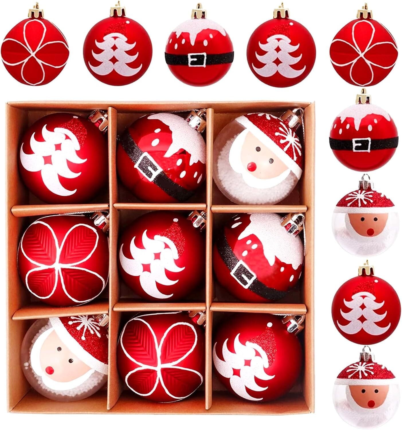 QKURT 9 Pieces Christmas Ball Decorations-6cm Shatterproof Hanging ...