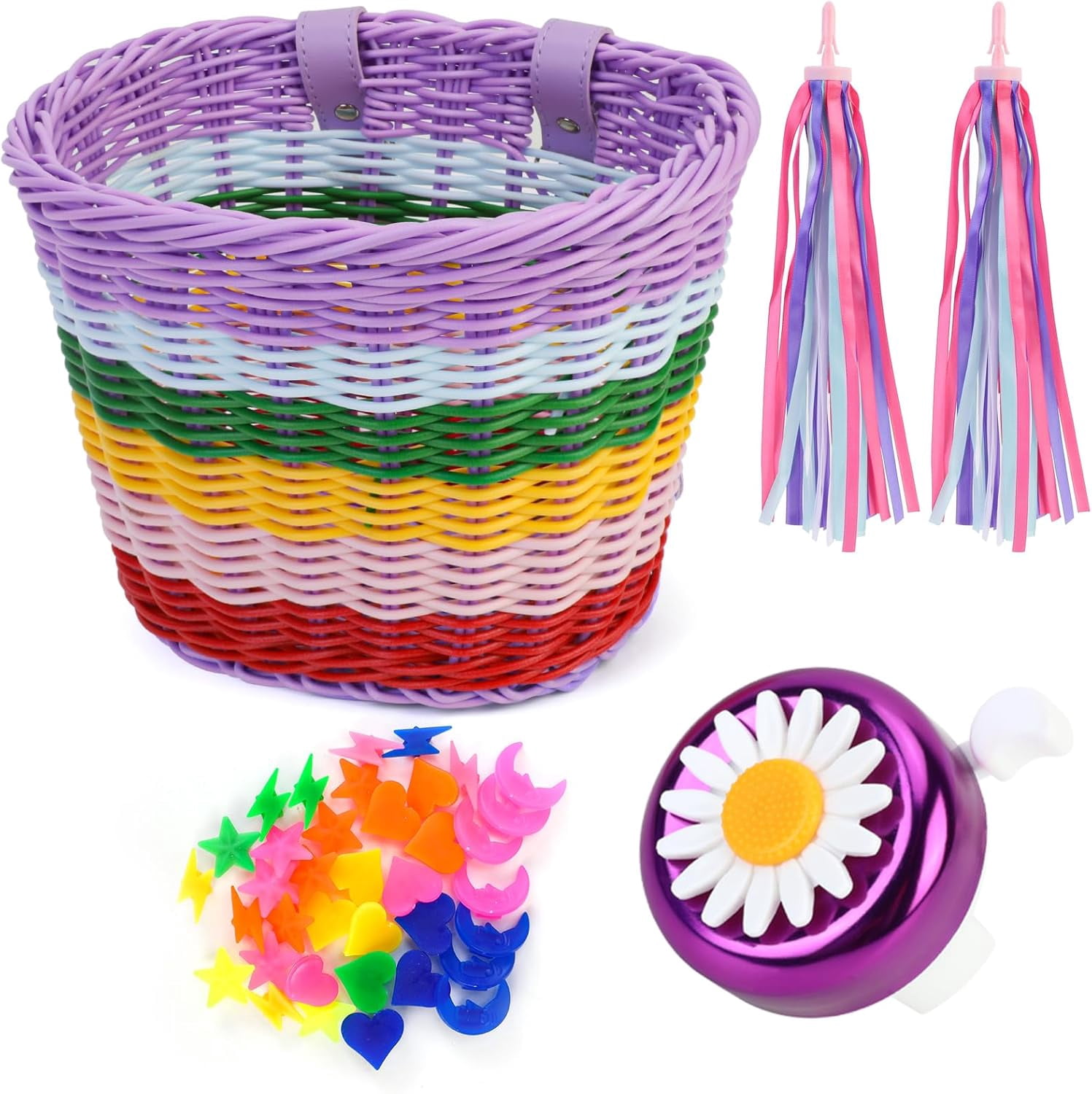QKURT Bicycle Basket Kids Bicycle Bell Streamers Balance Bike ...