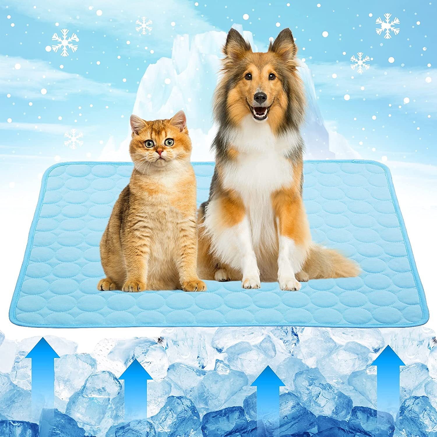 QKURT Dog Cooling Mat, Foldable Self Cooling Pad, Washable Ice Silk Pet ...