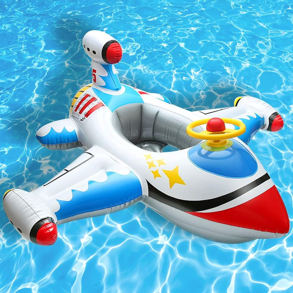 QKURT Pool Floats for Toddlers Inflatable Airplane Baby Swimming Float ...