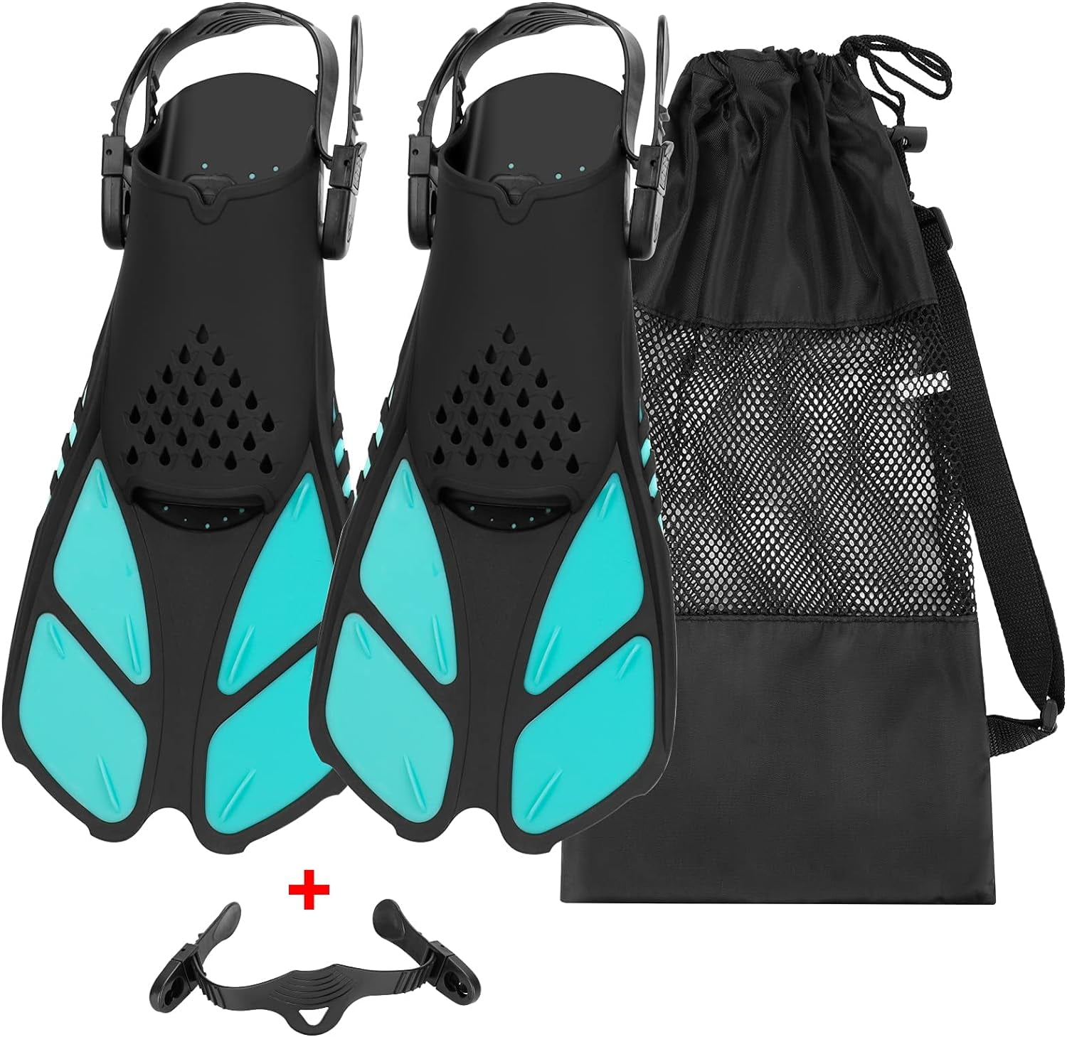 QKURT Snorkel Fins, Swimming Fins with Adjustable Buckles Open Heel ...