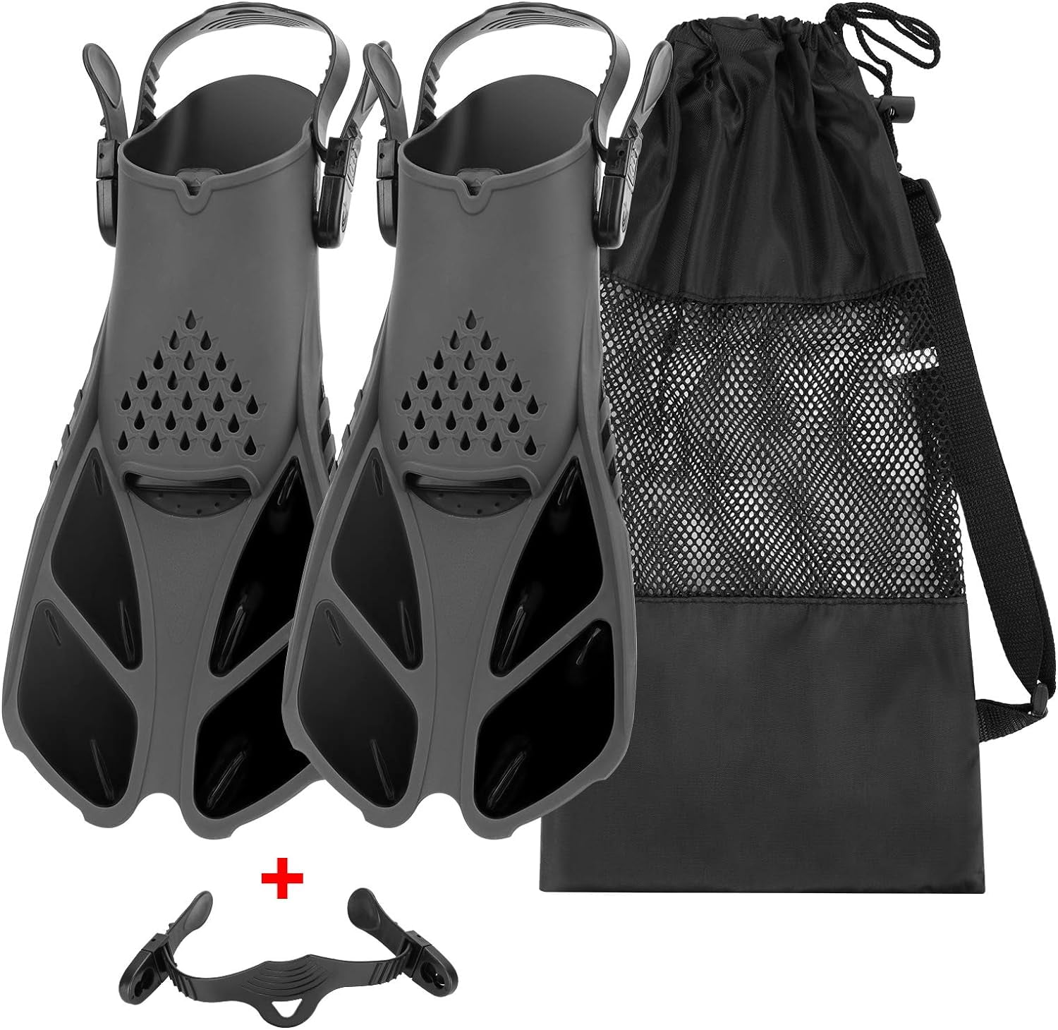 QKURT Snorkel Fins, Swimming Fins with Adjustable Buckles Open Heel ...