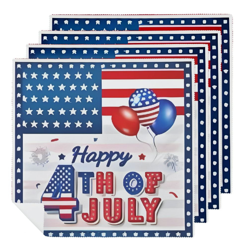 QKZF 4th of July Cloth Napkins, Patriotic Cocktail Cloth Napkins ...