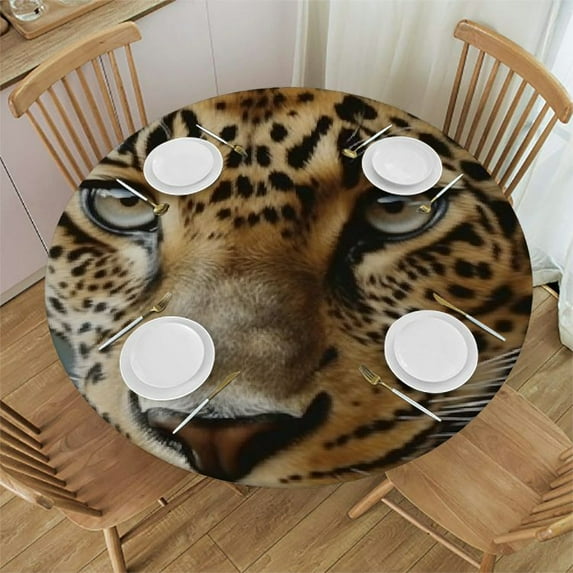 QKZF African Leopard Print Table Cloth Round Tablecloth Waterproof ...