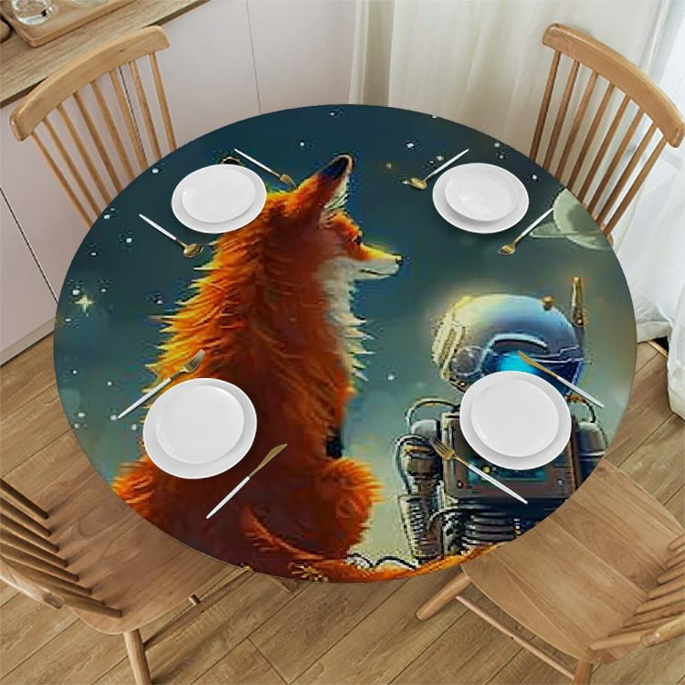 QKZF Astronaut Round Table Cover Round Picnic Tablecloth Waterproof ...