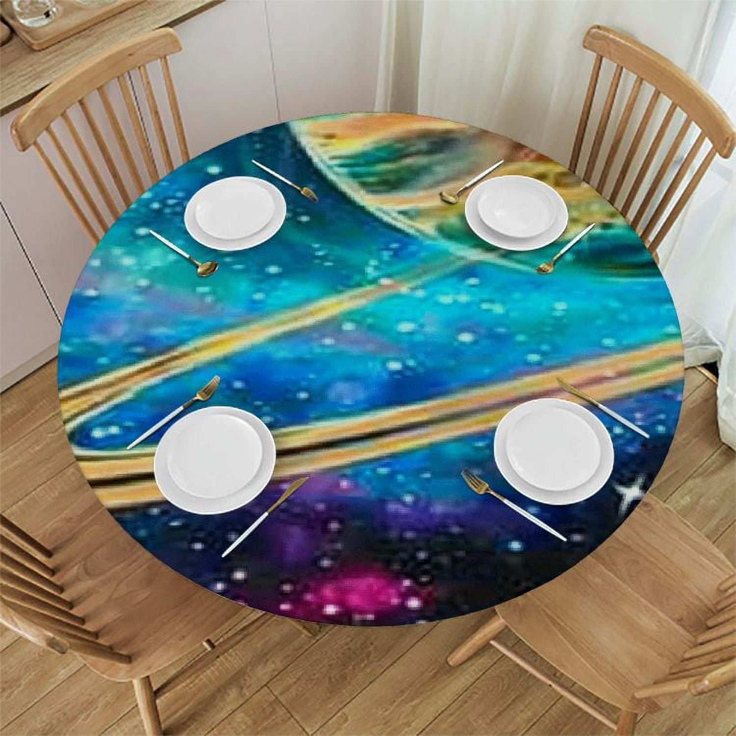 QKZF Astronaut Whale Tablecloths,Planet Blue Purple Nebula Table ...