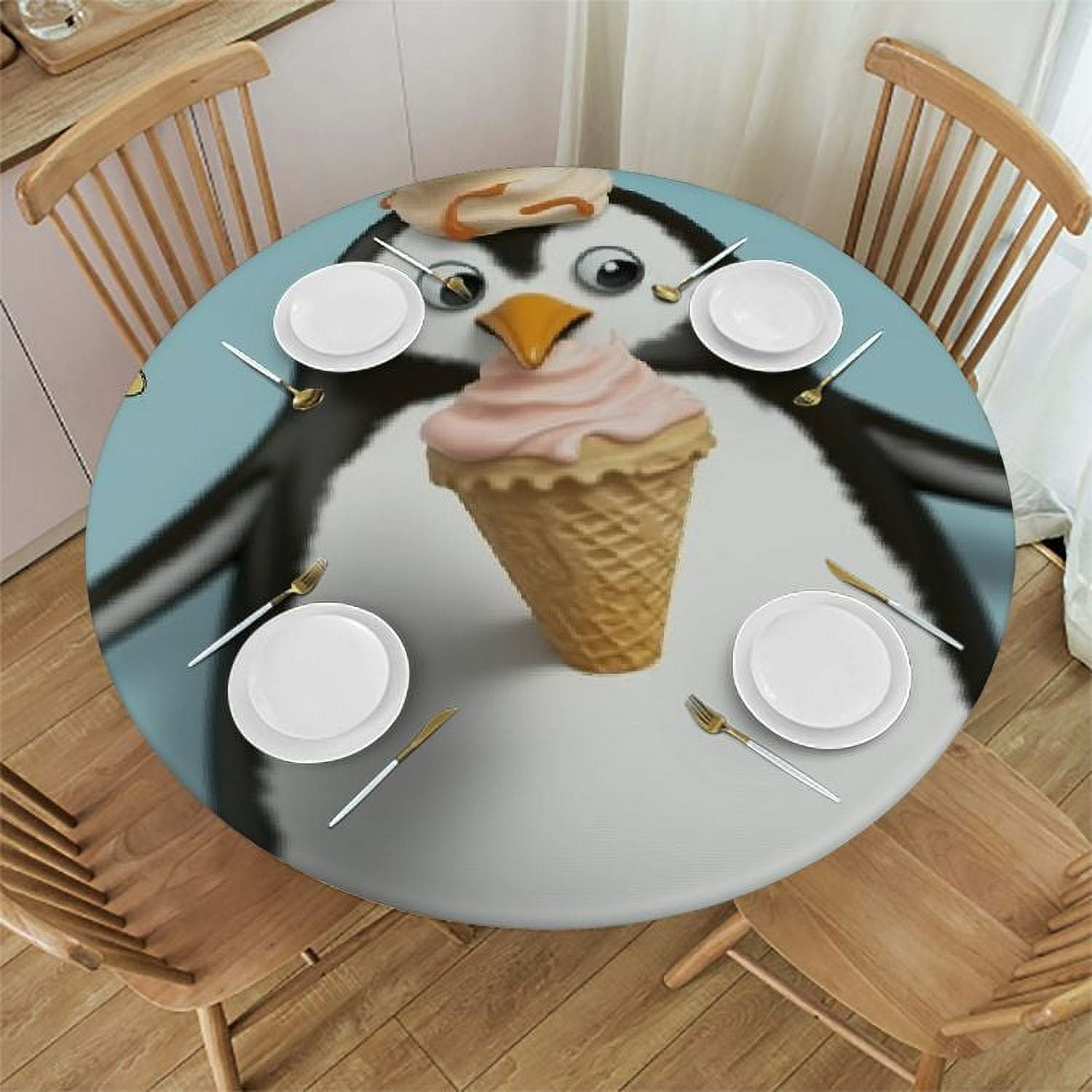 QKZF Balloon Snowflake Round Tablecloth â€“ Water-Repellent Round Table ...