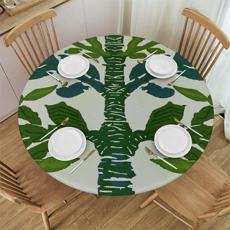 QKZF Blue Regalia Lion Round Tablecloth Chinese Style Table Cloth Round ...