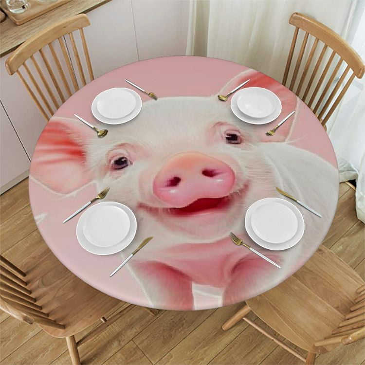 QKZF Cartoon Pigs Table Cloths,Kawaii Pink Farmhouse Animal Table Cover ...