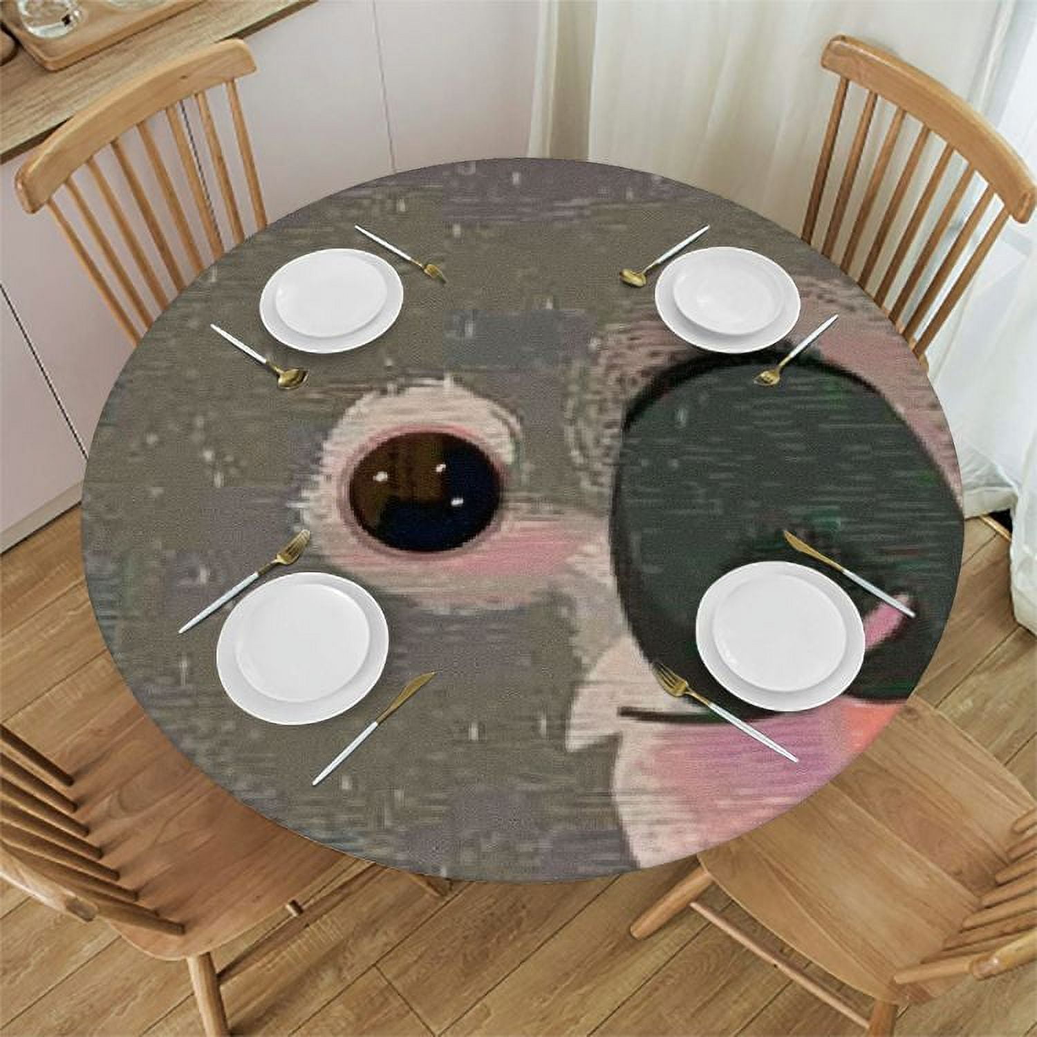 QKZF Cartoon Round Fitted Table Cloth with Elastic Edge Waterproof ...