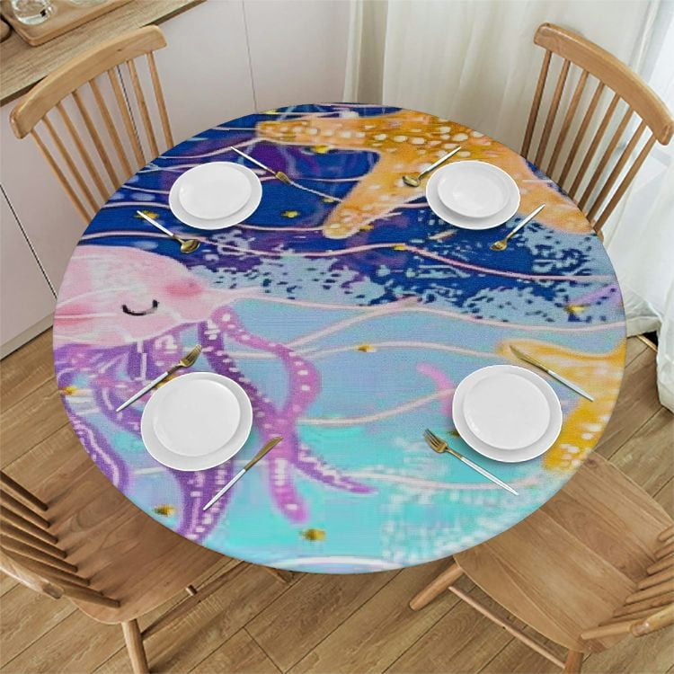 QKZF Cartoon Unicorn Kids Tablecloths,Mermaid Scales Blue Purple Table ...
