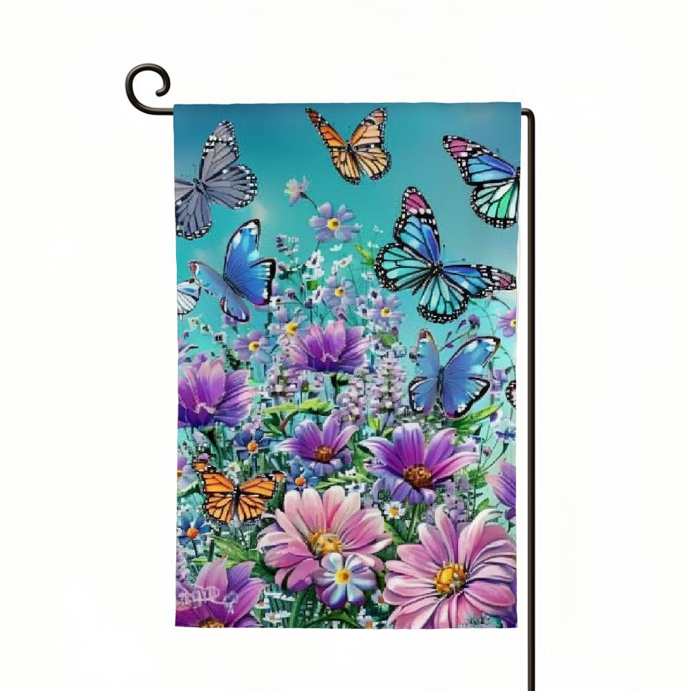 QKZF Color Butterfly Summer Welcome Flags Seasonal Garden Flags ...