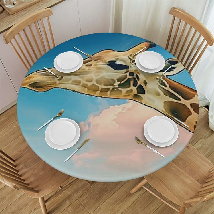 QKZF Cute Giraffe Tablecloths,Moon and Rainbow Table Cloth Cartoon ...