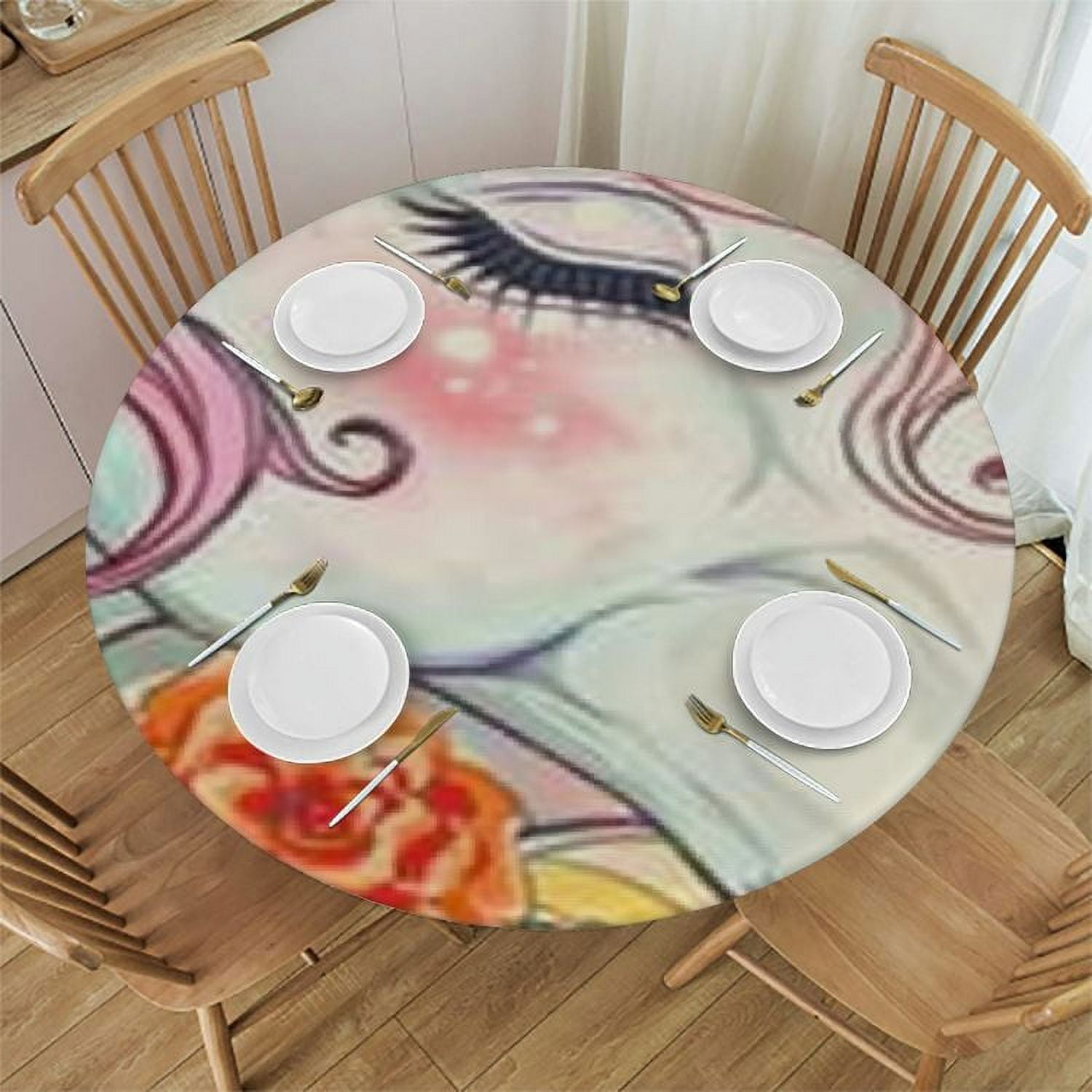 QKZF Cute Unicorn Tablecloths for Kids Girls,Pink Blue Rose Flower ...