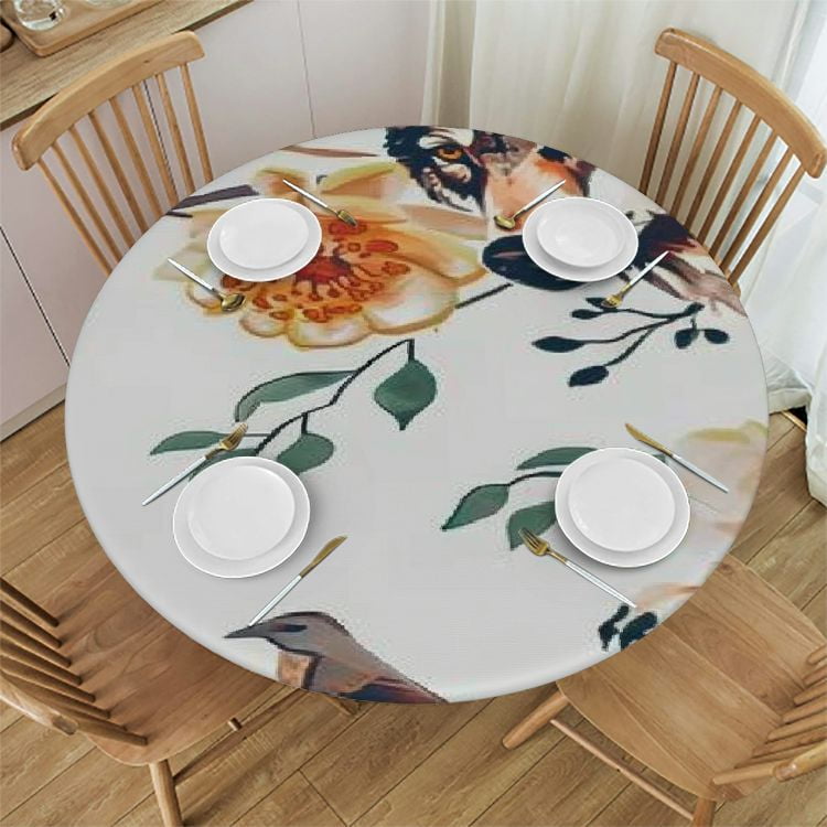 QKZF Cute Wolf Tablecloths MushKitchen Floral Table Cover Round,Cartoon ...