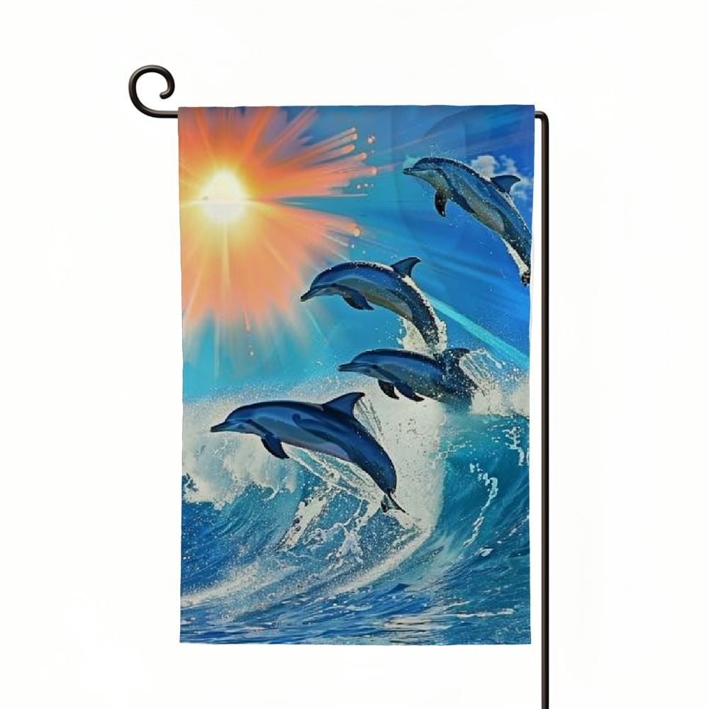 QKZF Dolphin Garden Flag Ocean Animal Sea Sunlight Dolphins Underwater ...