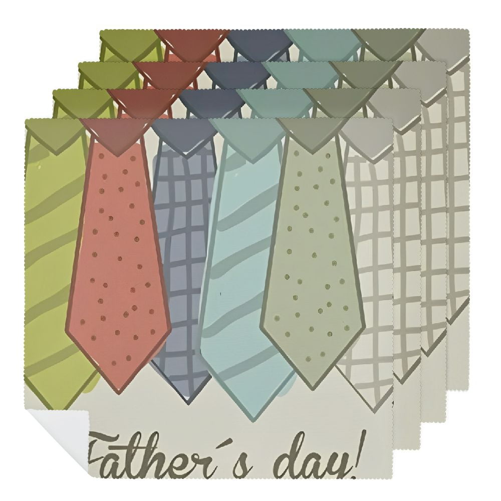 QKZF Fathers Day Cloth Napkins Colorful Tie Dinner Napkins Great for ...