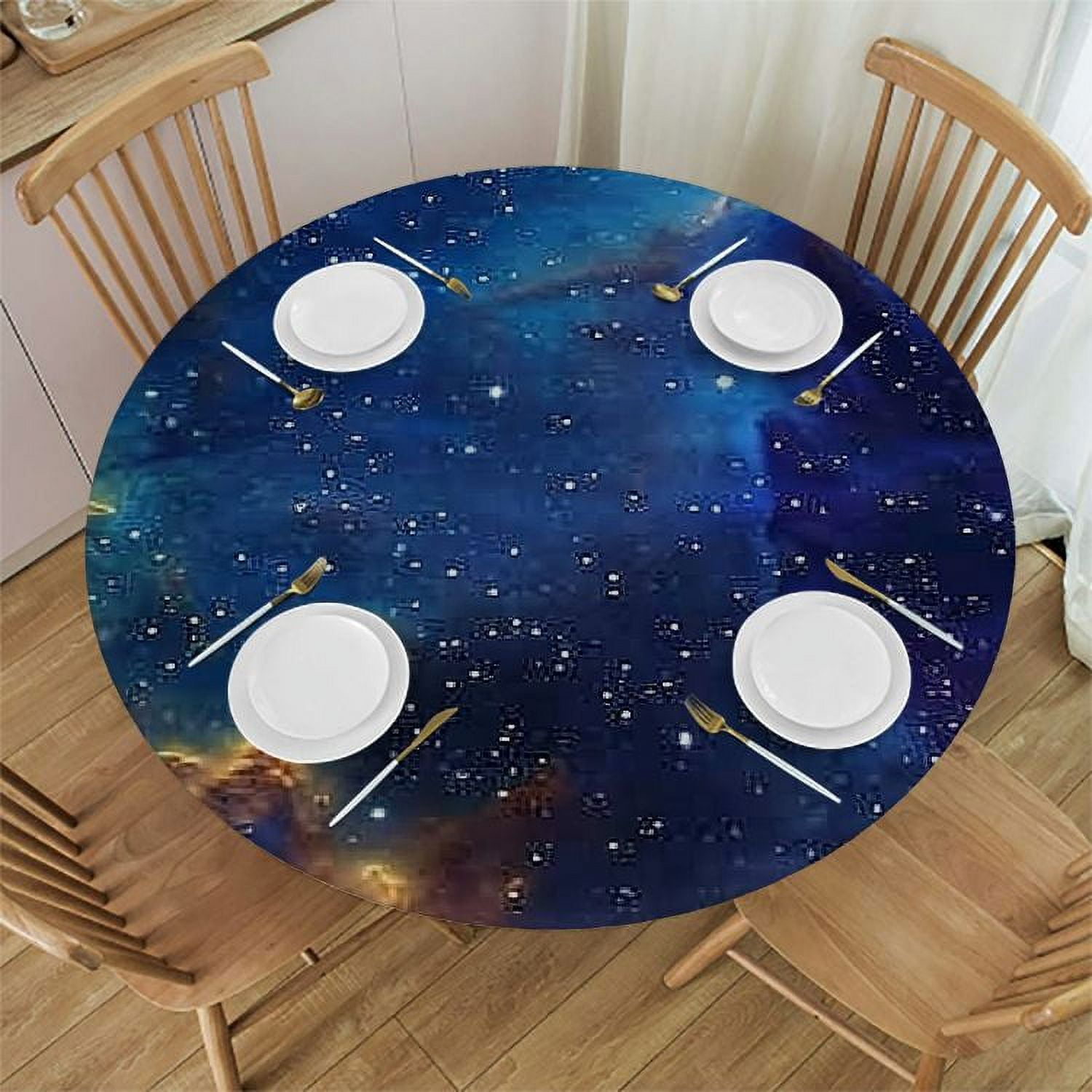 QKZF Galaxy Round Tablecloth, Universe Space Stars Water Resistant ...