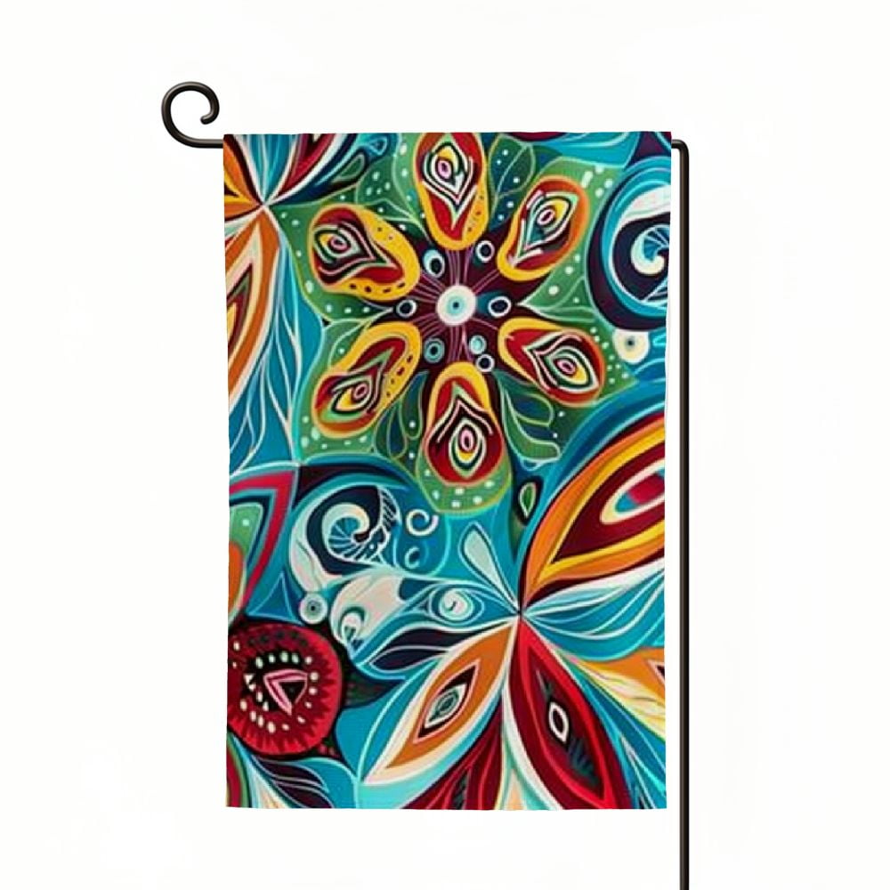 QKZF Garden Flags, Blue Floral Mandala Pattern Garden Flag, Yard ...