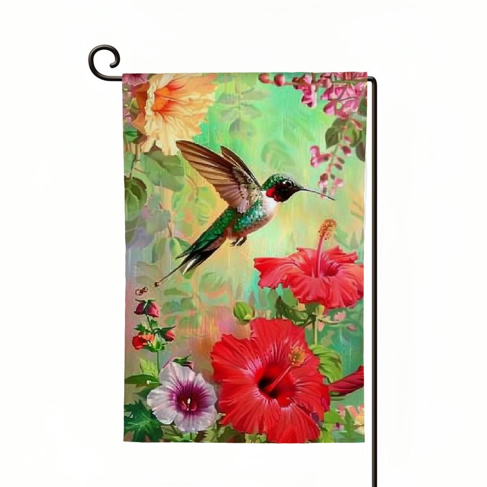 QKZF Hummingbird Garden Flags for Outside, Spring Summer Garden Flags ...
