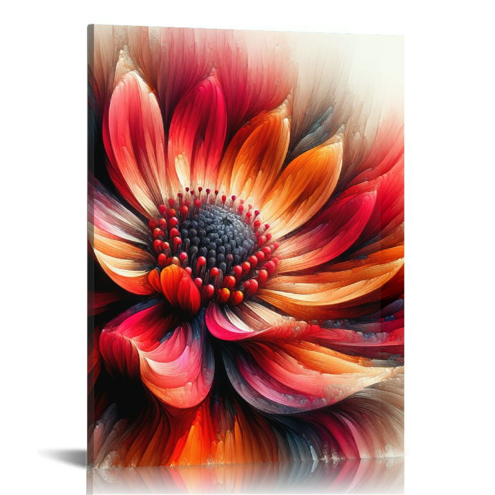 QKZF Large Red Flower Canvas Wall Art Modern Wall Decor for Living Room ...