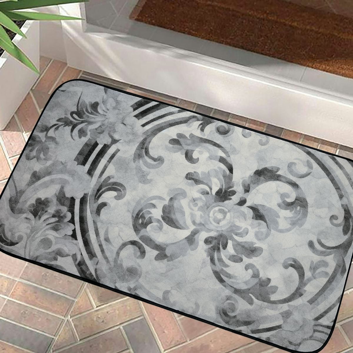 QKZF Marble Doormat, Baroque Rococo Style Victorian Ceramic Surface ...