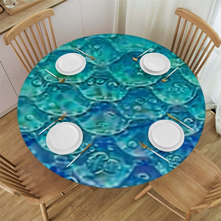 QKZF Ocean Sea Blue Round Table Cloths -Round Tablecloth for All ...
