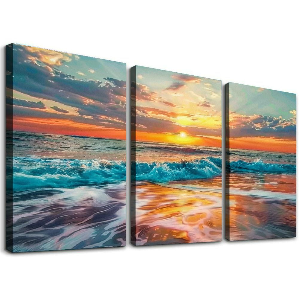 QKZF Ocean Wall Art for Living Room, Large Beach Canvas Wall Decor for ...