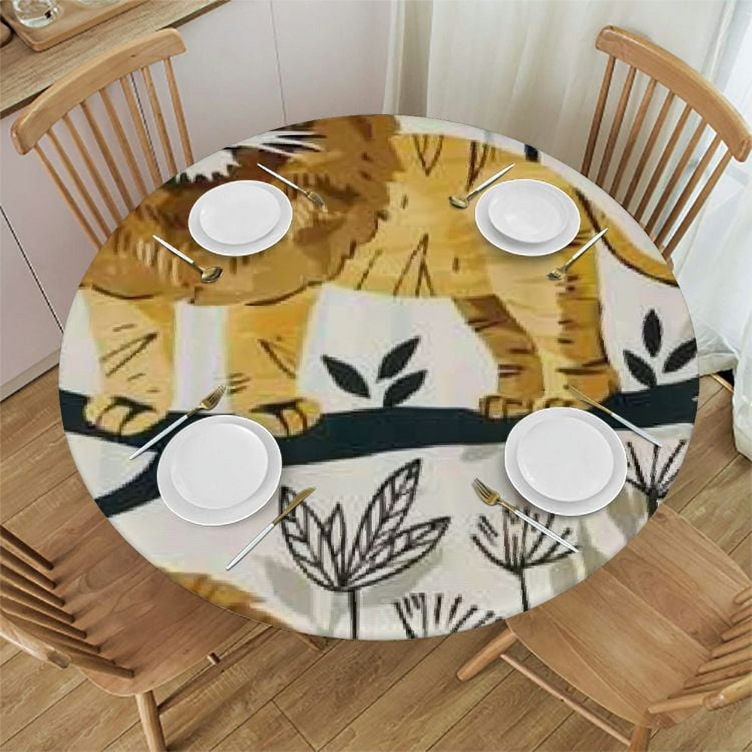 QKZF Outdoor Yellow Round Tablecloth with Umbrella Hole and Zipper ...