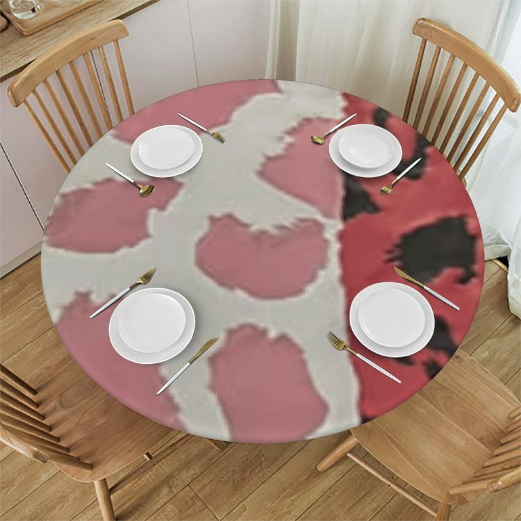 QKZF Pink White Pink White Round Tablecloth Antelope Table Cloth ...