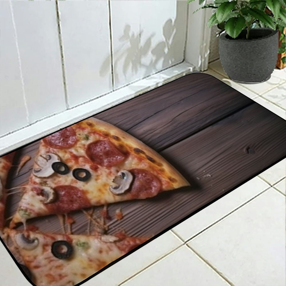 QKZF Pizza Doormat, Cutting Slice of Italian Food with Pepperoni ...