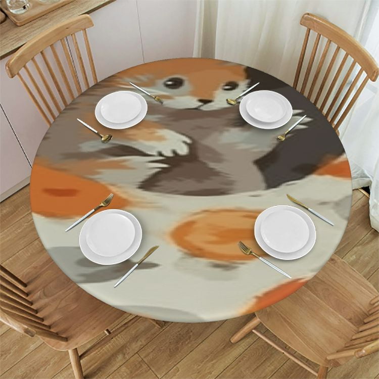 QKZF Rectangle Tablecloth Fall Table Cloth Cute Squirrels Tablecloths ...