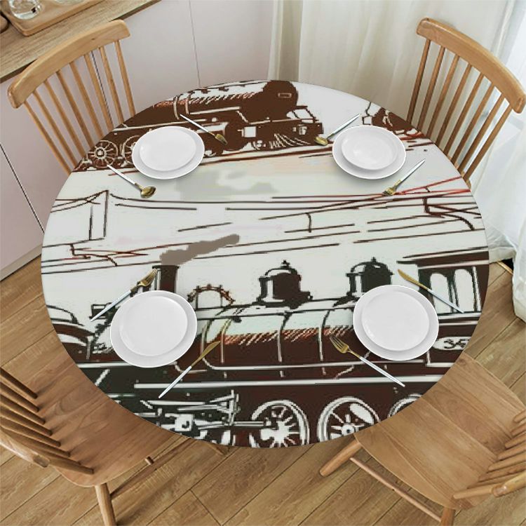 QKZF Retro Train Table Cloth,Steam Locomotive Train Tablecloths for ...