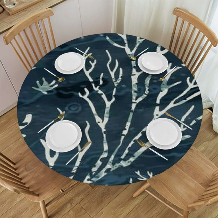 QKZF Round Tablecloth,Coral Reef Starfishes Table Cloth Waterproof ...