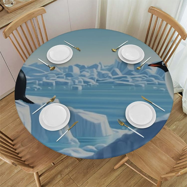 QKZF Round Tablecloth for Dining Table Fabric Table Cover Ice Water ...