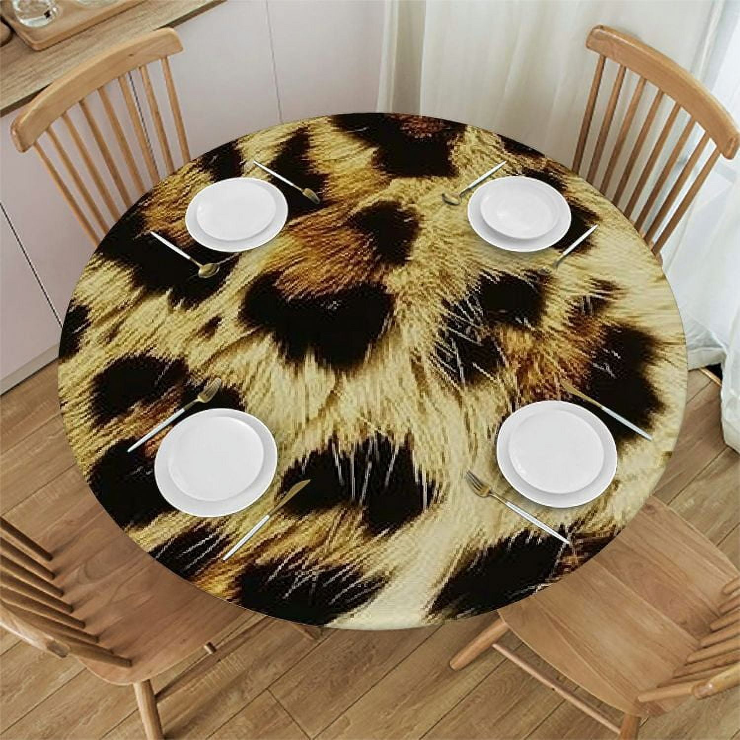 QKZF Round Tablecloth - Leopard Animal Print, Trendy Decor Collection ...