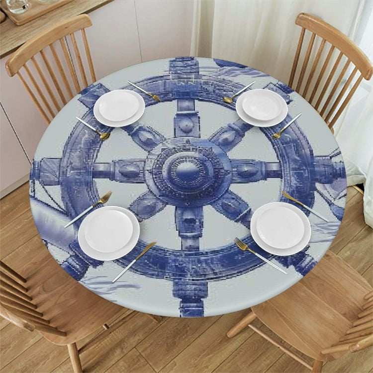 QKZF Ship Anchor Table Cloth Rudder Compass Nautical Journey Vintage ...