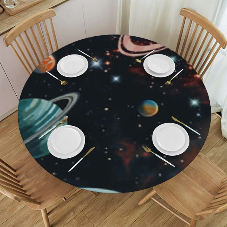 QKZF Space Round Tablecloth,Solar System Planets Earth Table Cloth ...