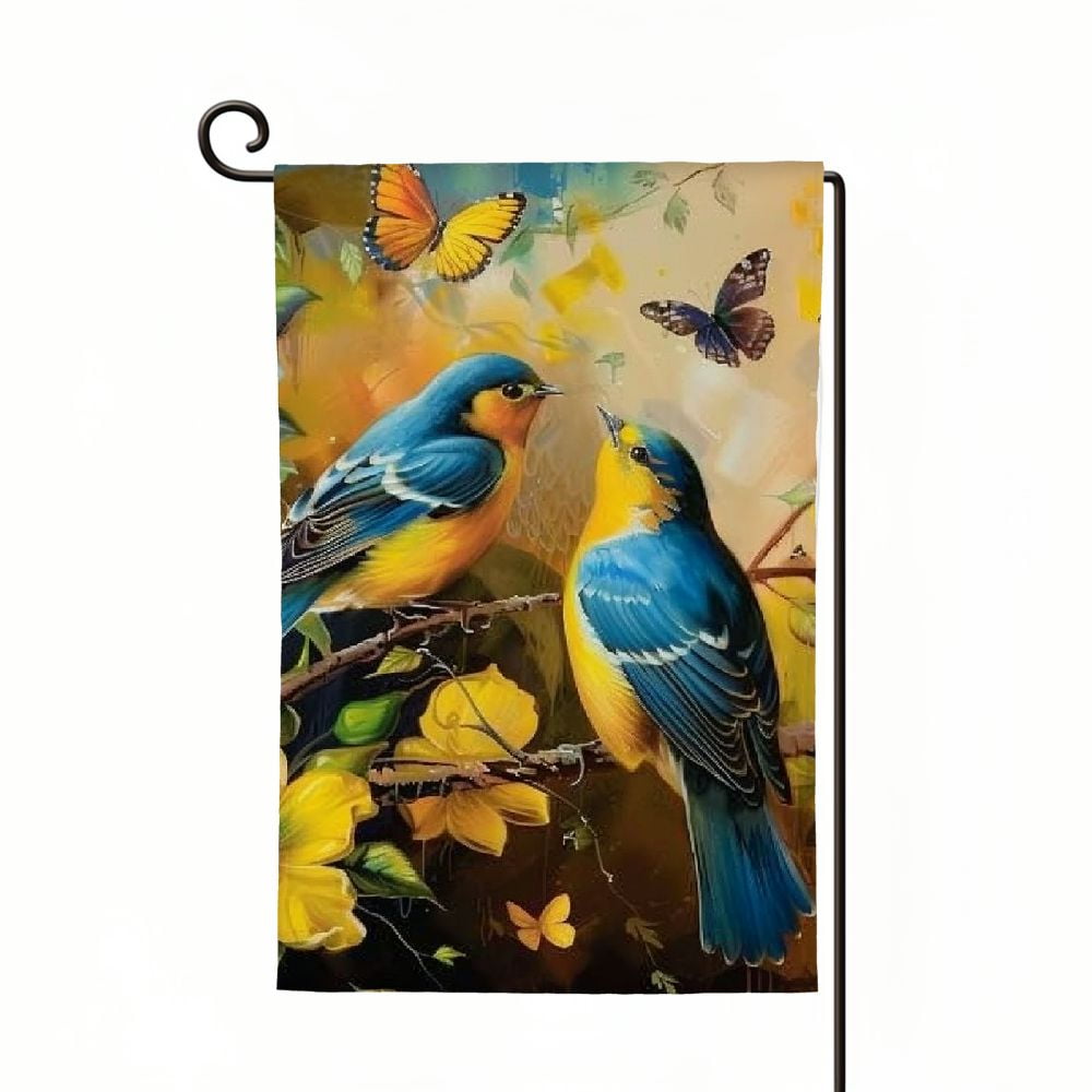 QKZF Spring Summer House Flags Double Sided Bluebird Garden Flag Floral ...