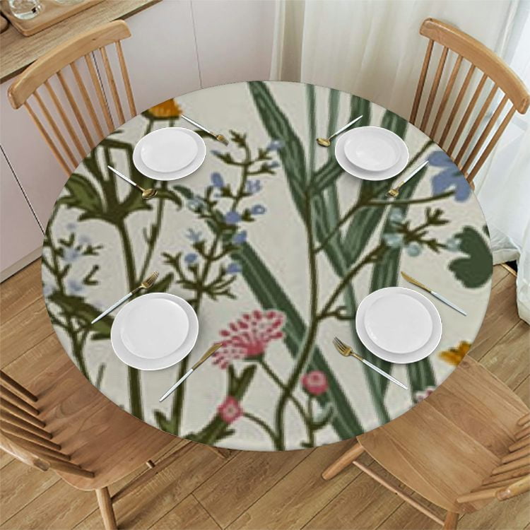 QKZF Spring Summer Tablecloth Round, Floral Table Cover for Party ...